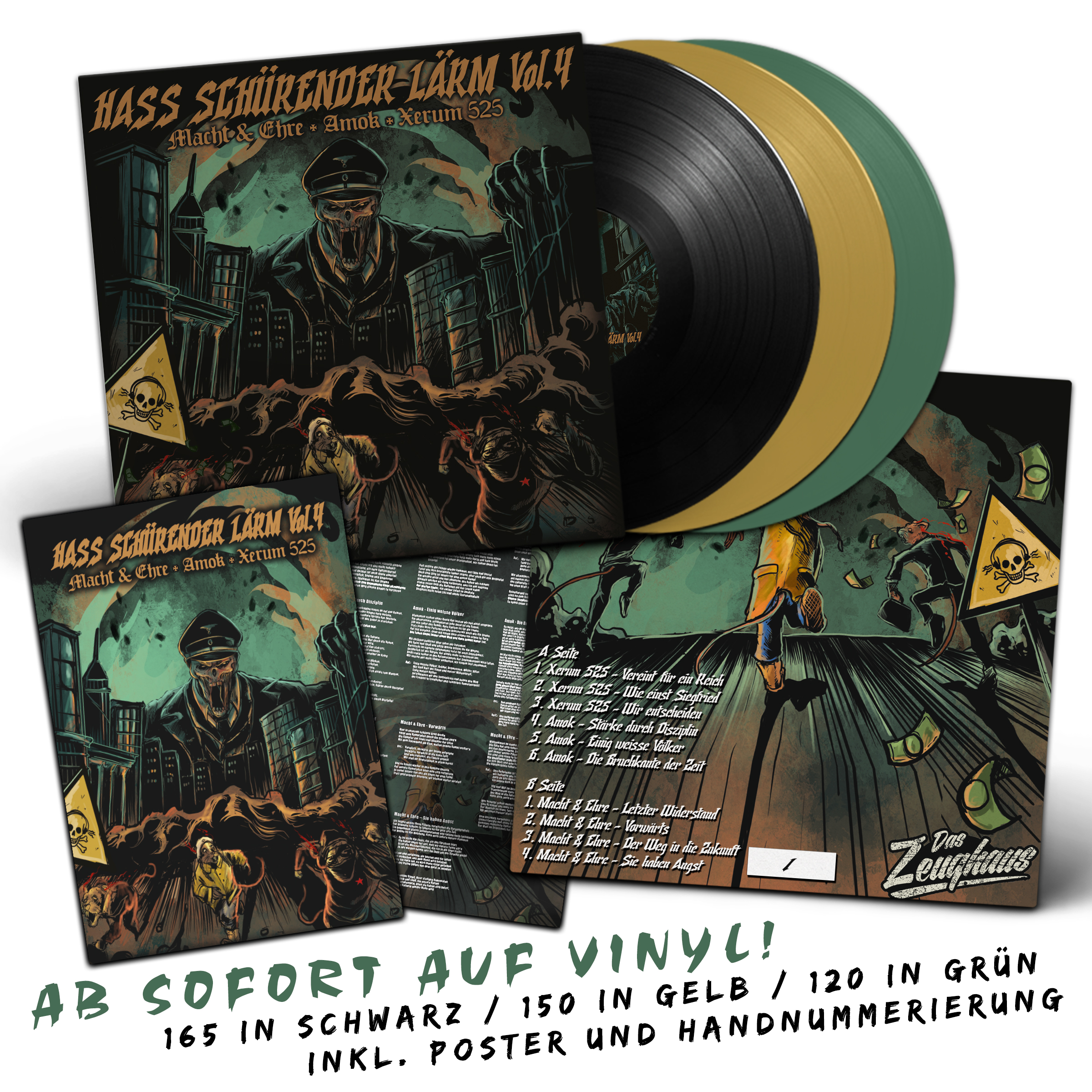 Hass schürender Lärm Vol.4 Split LP - Xerum 525, Amok, Macht & Ehre ...